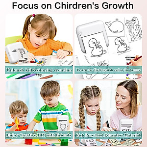 Mini Printer Portable, Inkless Sticker printer with 8 Rolls Paper, Bluetooth Wireless mini thermal printer, Print Pod Compatible with iOS + Android for Journal, Memo, Photo, DIY, Work, Gifts (Pink)