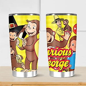 Tumbler Stainless Steel Insulated 20 oz curious Iced george Hot Coffee Tea Wine Cold Cup Mug Suit for Home Office Travel