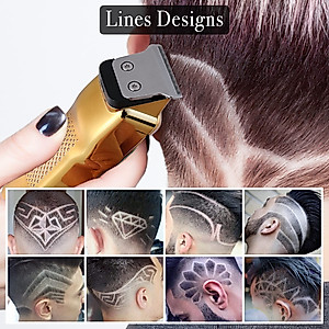 Hatteker Hair Clipper & Trimmer Set for Men IPX7 Waterproof Cordless Barber Clipper for Hair Cutting Kit with T-Blade Trimmer Beard Trimmer Kids Clipper Professional USB Rechargeable (Gold)