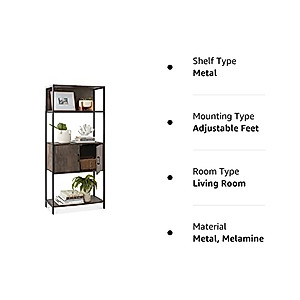 Best Choice Products 4-Tier Bookshelf, Tall Bookcase, Wood Storage Cabinet for Living Room, Bedroom, Entryway, Home Office w/Cabinet, Enclosed Storage, Shelf Space, Metal Sturdy Frame - Dark Walnut