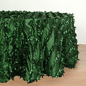 Efavormart 132" Leaf Petal Taffeta Tablecloth Round - Green for Wedding, Party, Event, Banquet, Decoration, Dessert Table Exhibition, Events Table Cover, Indoor Outdoor