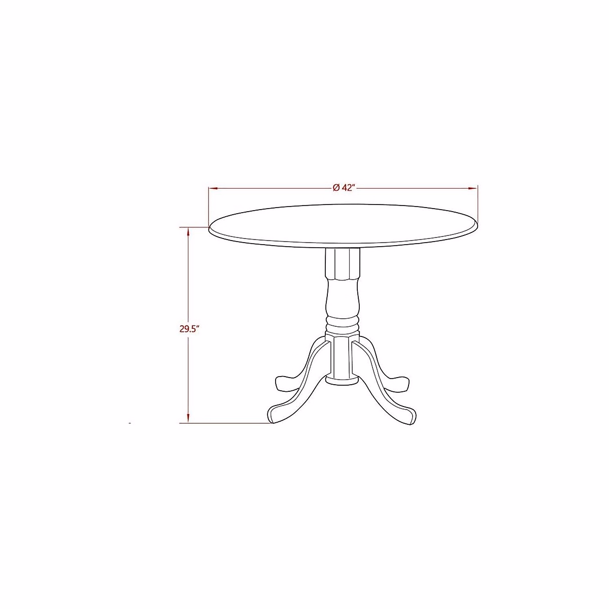 HomeStock Artistic Accomplishment Antique Round Dining Table Made of Sturdy Wood, Round Table Top with Pedestal Base, Ideal for Small Dining Areas, Compact Dining Table with Dropleaf, 42 x 42 Inch