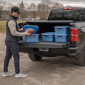 CX Rugged Tote, 10-Gallon Rugged Storage Container & Standard Snap Lid, (8.8”H x 24.2”W x 16.2”D), Stackable Organization Tote [4 Pack]