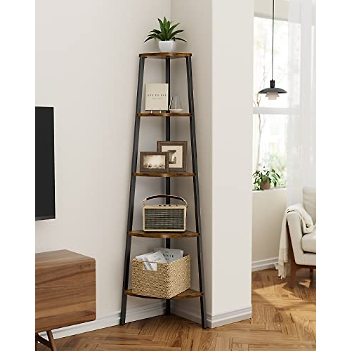 Pipishell 5 Tier Corner Shelf and 4 Tier Ladder Shelf