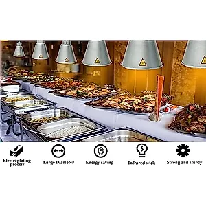 Food Warmer Lamp Food Heat Lamp with Bulb 250W Commercial Food Service Heat Lamps Catering190mm Food Heating Lamp Restaurant Hanging Chandelier (Green Bronze)