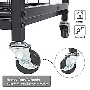 Stonehomy Garden Tool Storage Organizer with Wheels, Standing Garage Tool Holder, Yard Tool Tower Rack for Lawn and Outdoor, Black