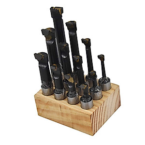 findmall 5/8" Boring Bar Set 12 Pcs Carbide Tipped Bars 5/8" Shank Lathe Tool Milling Tools Kit with Base