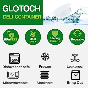 Glotoch 24 Pack 16 oz. (2 Cups) Plastic Food and Drink Storage Containers Set with Lids - Microwave, Freezer & Dishwasher Safe Eco-Friendly, BPA-Free, Reusable & Stackable