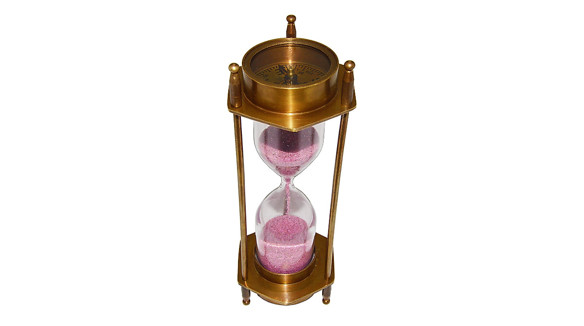 Brass Pirate Hourglass with Timer & Compasses | Nautical Decor