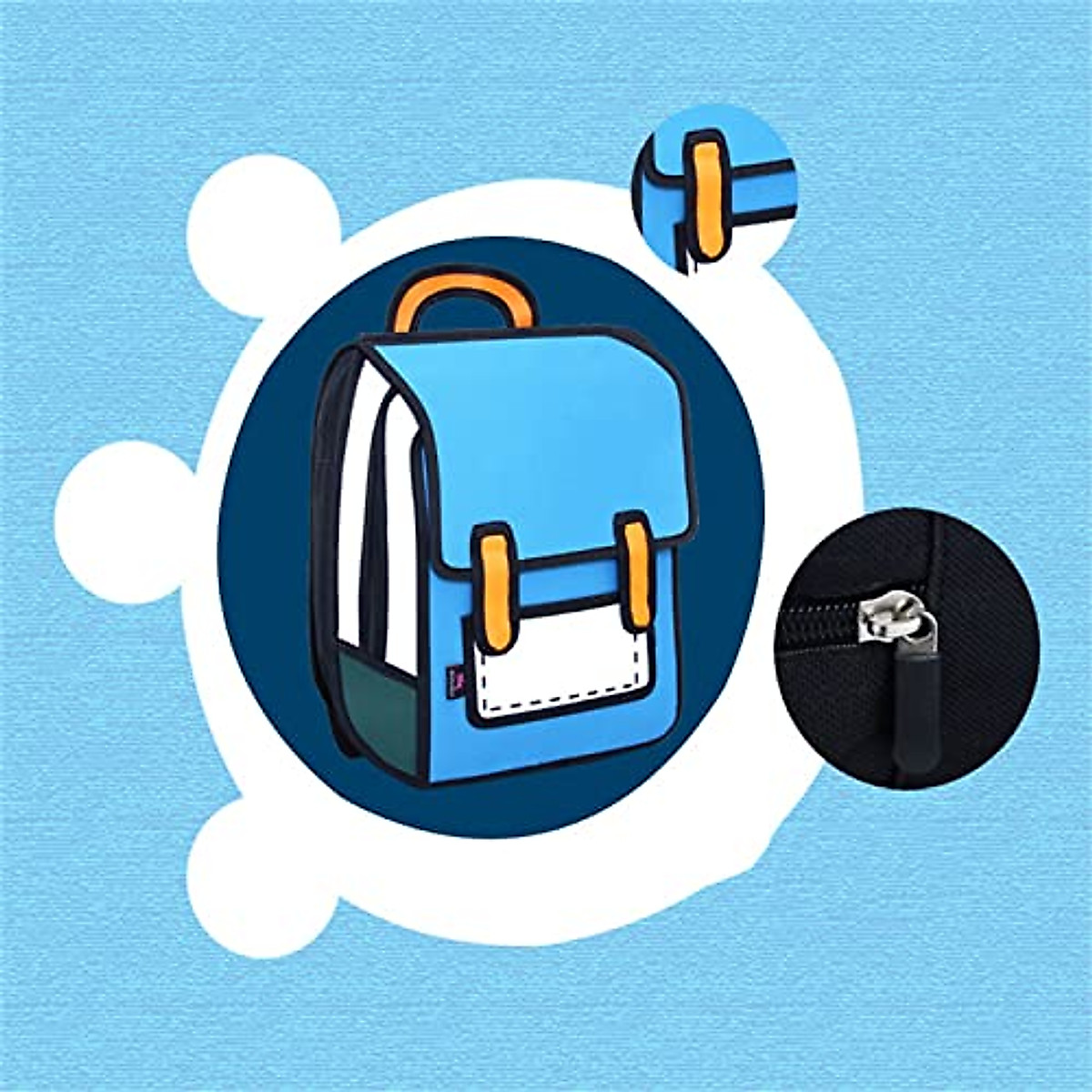 3D Jump Style Comic Book bag, 2D Cartoon Drawing Backpack, Creative Anime Cartoon School Bag for School Students Girls (Red)