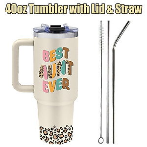 Aunt Gifts, Best Aunt Ever Tumbler - 40oz Stainless Steel Travel Mug Insulated Coffee Cup, Auntie Gift Ideas, Aunts Gift for Birthday Mothers Day (with Lid and Straw)