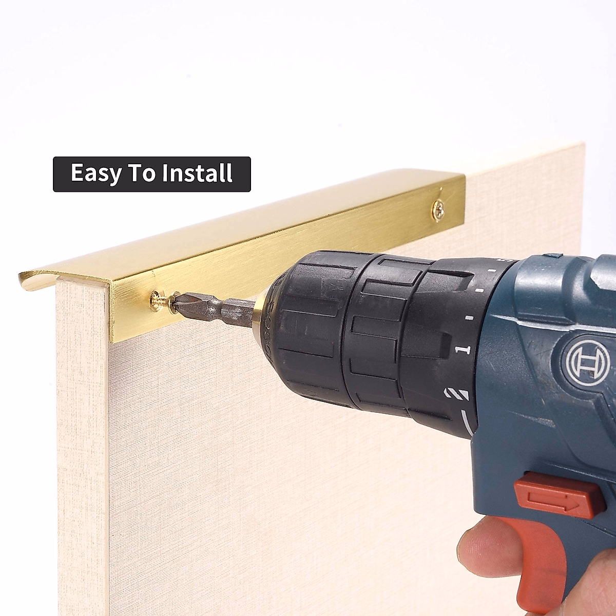 Satanga Edge Finger Pulls for cabinets Kitchen Invisible Hardware Concealed Drawer Pull Aluminum Hidden Door Long Handles Pack of 5 Modern Brushed Brass 11.81" Overall Length Easy Installation