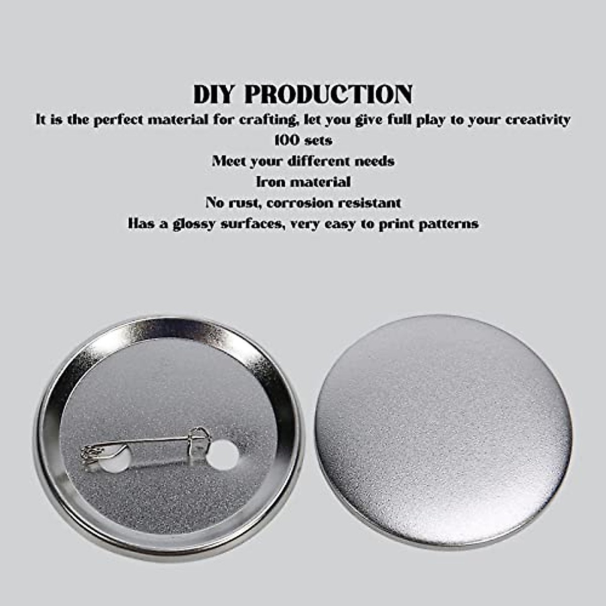 Blank Button Badge Parts Set, 100 Sets Round Button Maker Supplies for Button Making Machine, Buttons Components with Badge Cover, Badge Holder and Clear Film(58mm)