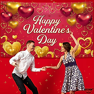 XtraLarge, Happy Valentines Day Banner - 72x44 Inch | Valentines Backdrops for Photography | Valentine Banner for Valentines Day Decoration | Happy Valentines Day Backdrop for Valentines Decorations