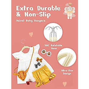 HOUSE DAY Velvet Baby Hangers 50 Pack, Premium Children's Hangers for Baby, Infant & Toddler Clothes, Durable Non Slip Baby Felt Hangers Beige, 11 Inch Baby Hangers for Closet, Ideal for Everyday Use
