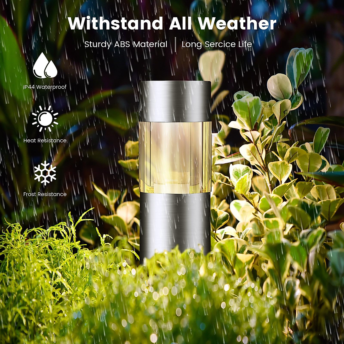 pearlstar Solar Outdoor Lights,10 Pack Waterproof Stainless Steel Solar Stake Lights,Solar Light Outside for Pathway,Path, Walkway, Driveway, Yard, Patio, Garden Decor（Warm White）