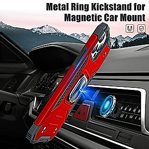 JAME Case for iPhone 12 Pro Max Case with Screen Protectors 2Pcs, Military-Grade Drop Protection Cover, Protective Phone Cases, with Ring Kickstand, Bumper Case for iPhone 12 Pro Max 6.7” Red