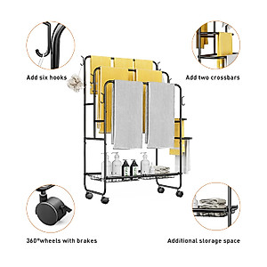 JANE EYRE Freestanding Towel Rack - 40'Standing Pool Towel Rack Outdoor, Towel Drying Rack for Bathroom 3-Tier Towel Rack Stand (Towel-S)