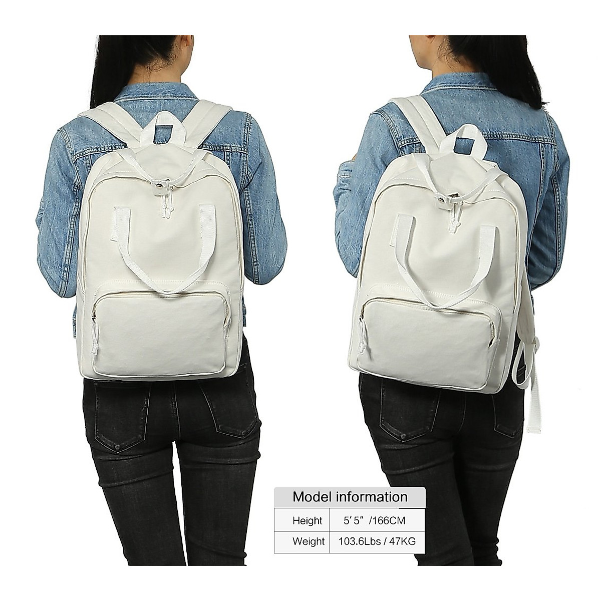 Zicac Unisex DIY Canvas Backpack Daypack Satchel (White 02) (Beige)