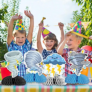 12 PCS Tornado Honeycomb Centerpieces, Tornado Birthday Party Decorations Tornado Weather Table Centerpieces Decorations Supplies for Kids Teens Boys Girls Baby Shower