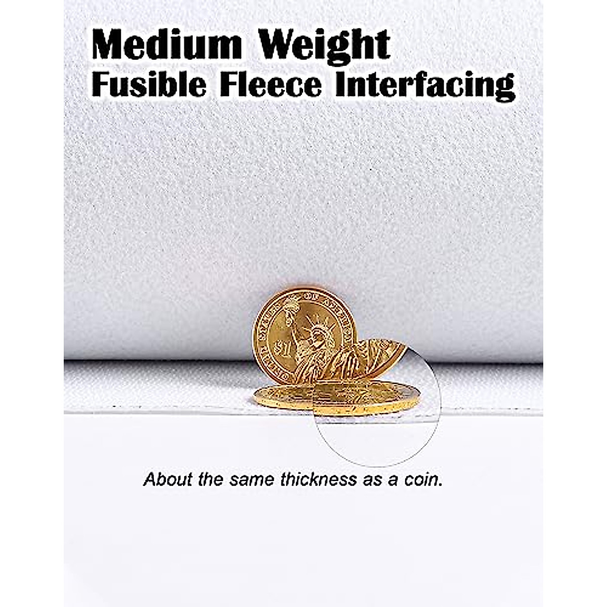 Fusible Fleece Interfacing, One-Sided Loft Fusible Fleece for Sewing, Quilting, Crafts, Clothing, Bags (12 Inches x 10 Yard) Medium Weight, Easy Iron-On Application, Enhanced Projects