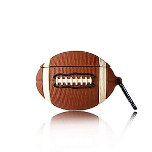 Airpod Case for Apple Airpods 1&2, 3D Funny Cartoon Sports Series Soft Silicone Cover, Fashion and Cool Keychain Design Skin AirPods Case, Fashionable Beautiful Sporty (Football)