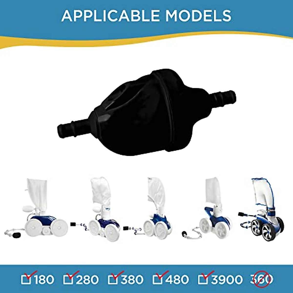 Amptyhub Pool Cleaner Complete Backup Valve Kit G62 with 2 Hose Nut D16 Replacement for Zodiac Polaris 3900 Sport, 280 Black Max F5B, TR35P Pool Cleaners (Black)