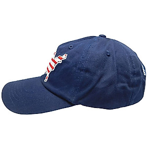 USA Flag United States of America Map Navy Blue Washed Cotton Adjustable Embroidered Baseball Hat Cap