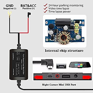 ATYFUER Dash Cam Hardwire Kit GPS Charger Cable GPS Navigator Charger Cable Mini USB Hard Wire Kit Dash Cam Power Cable for 12V Car and 24V Truck（11.5ft）