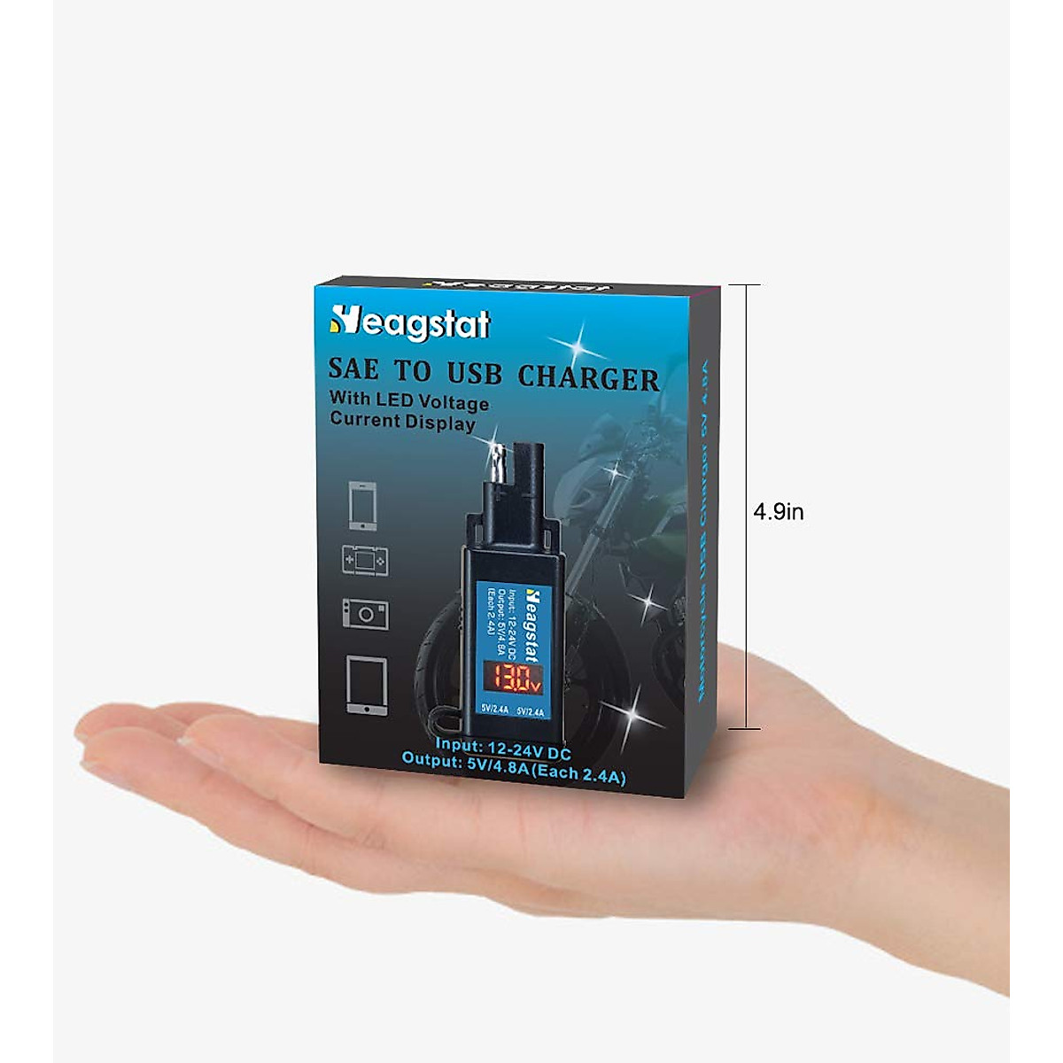 Heagstat Motorcycle SAE to USB Port Power for GPS, Smartphone MP3, Motion Camera