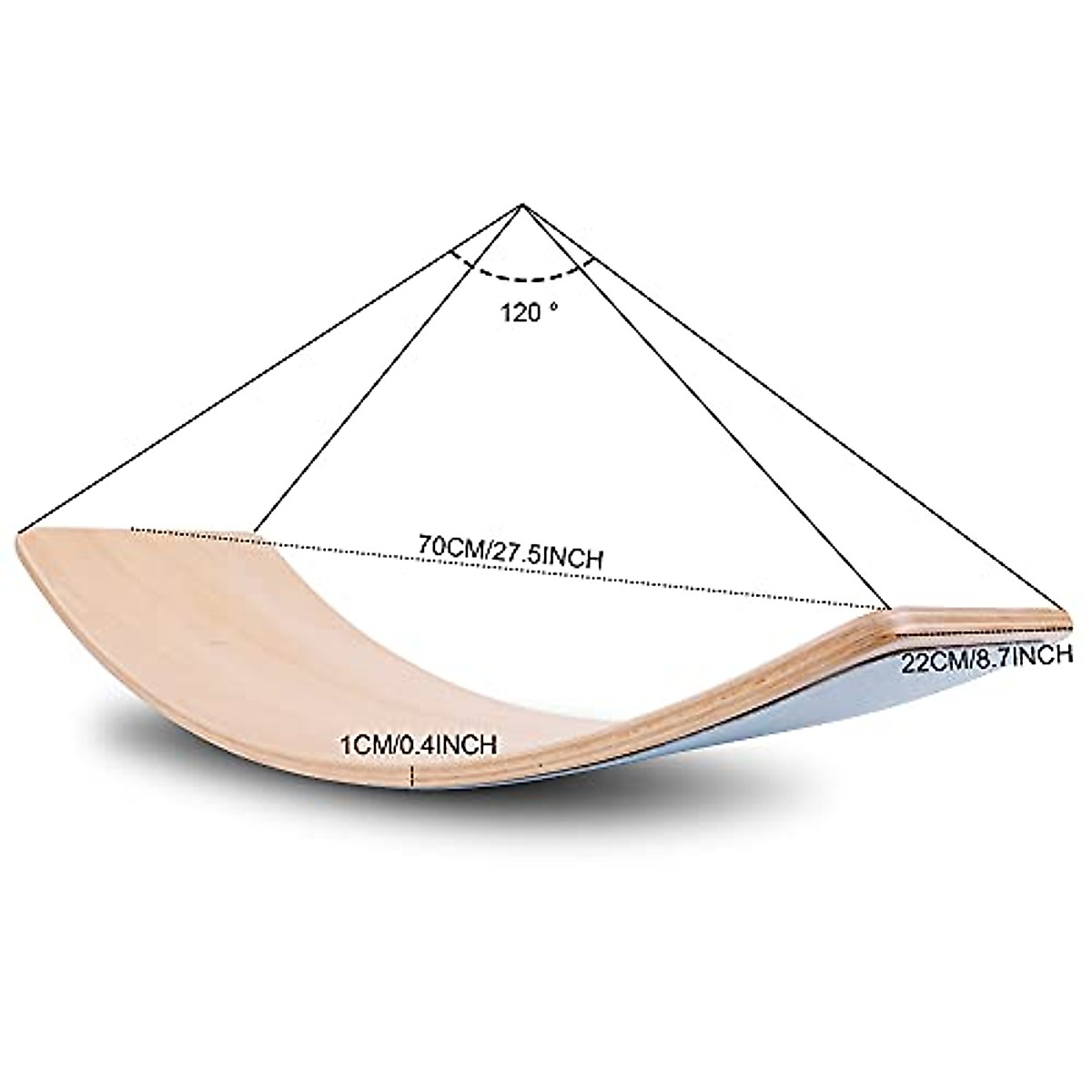 Glintoper Wooden Wobble Balance Board, 27.5 Inch Kid Natural Wood Yoga Board Curvy Board, Kids Toddler Open Ended Learning Toy, Great Kids Learning Toy for Body Training, Wooden Rocker Board Kid Size