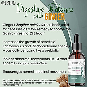 Liquid Probiotics for Women Men & Kids | Prebiotic +Ginger + Probiotics for Digestive Health | Acidophilus Probiotic | Dairy Free | Vegan | Non-GMO | Gluten Free | 30 Servings