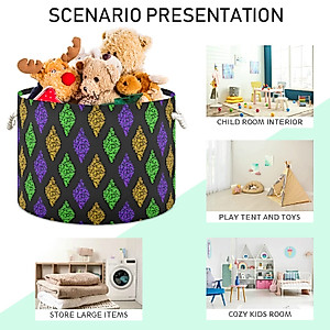 xigua Large Storage Basket Cotton Rope Basket Mardi Gras Geometric Baby Laundry Basket for Blankets Toys Storage Basket Laundry Hamper