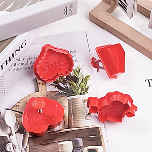 FVVMEED 4 Pieces Valentine's Day Love Couple Rose Diamond Biscuit Cutters Cookie Stamps Plunger Cutter Fondant Molds Embossing Spring Mold Press Cupcake Gum Paste Sugar Craft Decorating Baking Tool