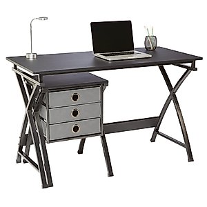 Realspace® X-Cross 48"W Computer Desk With File Cabinet, Black