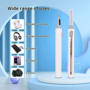 Cleaner Kit for Airpods Pro 1 2 3 Multi-Function Cleaning Pen, 3 in 1 Multifunctional Cleaning Pen for Wireless Earphone, Bluetooth Headphone, Earphone Case, Keyboard, Camera (White)