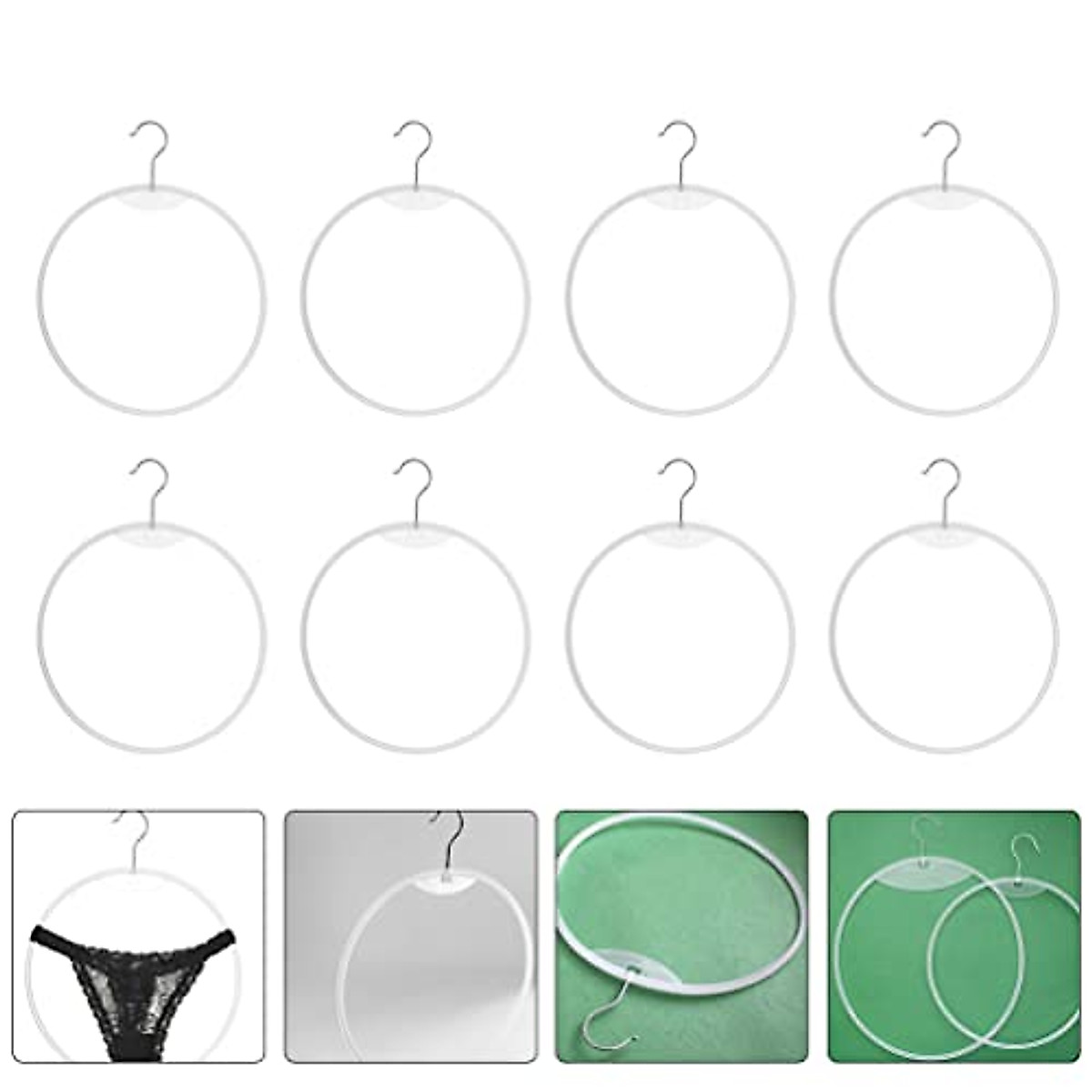 jojofuny 10pcs Plastic Round Circle Loop Hanger Thong Underwears Display Ring Hangers Hook Bikini Swimwear Lingerie Brief Display Hoop Rack Hangers Holder