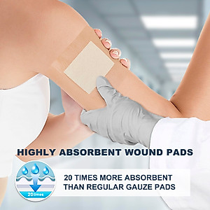 LotFancy Calcium Alginate Wound Dressing Pads, 4” x 8” Patches, 5-Count, Non-Stick Padding, Highly Absorbent, Comfortable, Flexible, Gentle on The Skin, Sterile, Faster Healing