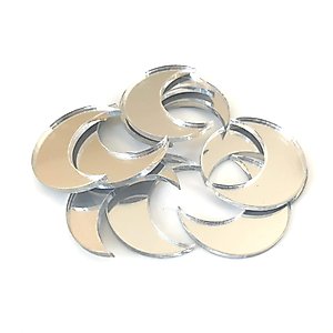Super Cool Creations Moon Shaped Crafting Mirrors, Set of 10, Many Colours, Shatterproof Acrylic, Bronze Mirror, Pack of 10 x 9cm