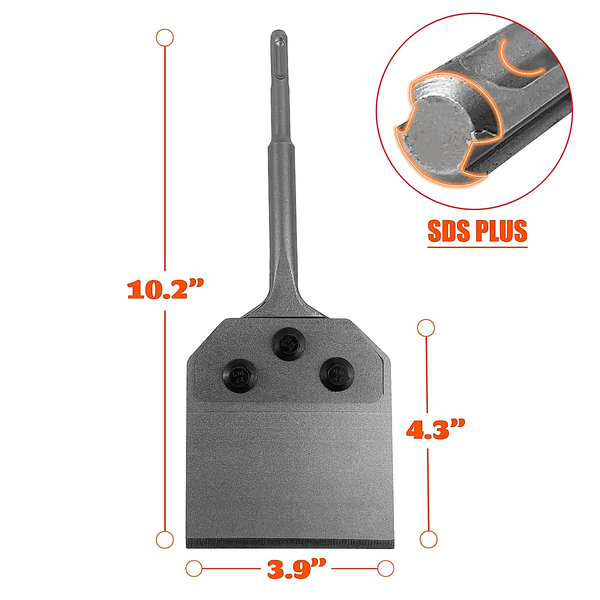 JACKCHEN SDS-Plus Floor Scraper Tile & Thinset Scaling Chisel Thinset Scraper Adhesives Remover Wall Scraper Fits SDS-Plus Rotary Hammer