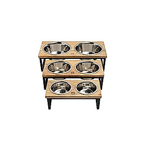 Brave Bark Wood & Metal Feeder - Premium Mango Wood Feeder with Metal Stand, 2 Stainless Steel Bowls for Food or Water Included, Perfect for Dogs, Cats and Pets of Any Size, for Home or Office (Large)