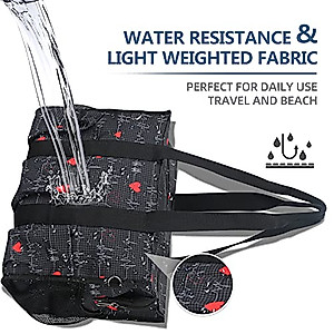 HoogaLife Nursing Waterproof Lightweight Tote Bag Large Shoulder Portable Bag for Nurse, Gym, Travel, Shopping, Beach (Black/L)