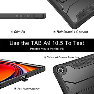 Soke Case for Samsung Galaxy Tab A9 Plus 2023, with Built-in Screen Protector and Kickstand, Rugged Full Body Protective Cover for Galaxy Tab A9+ 11 Inch Tablet [SM-X210/X216/X218],Black