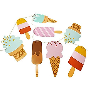 Ice Cream & Popsicle Paper Party Garland, Streamer Decor For All Events - 10 Feet Long Per Garland (1-PACK)