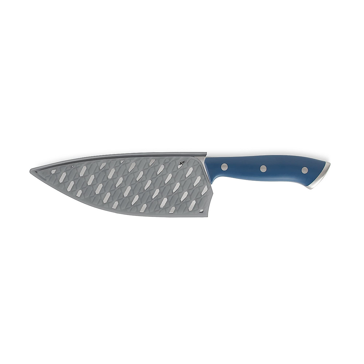 Zakarian by Dash 7" Chef Grade German Steel Rocking Chef Knife with Sheath for Chopping and Slicing - Blue