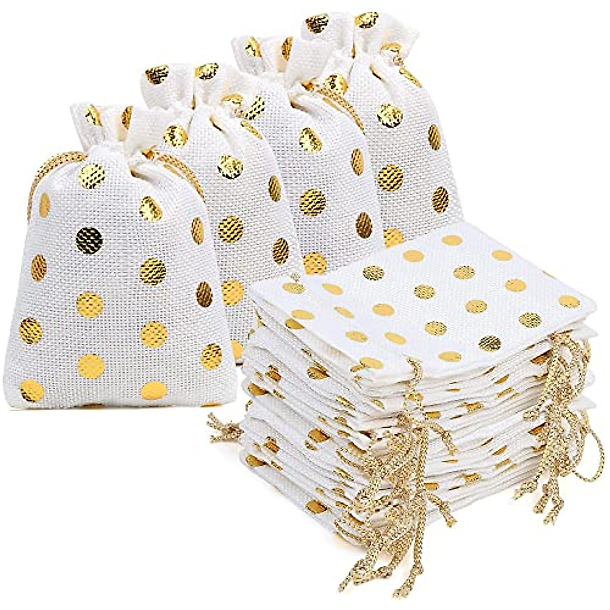 DERAYEE Drawstring Burlap Gift Bags, 5 x 7 Inch Linen doodie Bags for Wedding Party Favors (24-Pack)