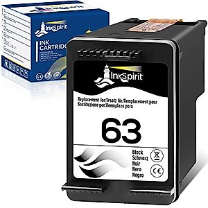 Printer Ink 63, Remanufactured Ink Cartridges Replacement for HP63 Black 1-Pack to use with DeskJet 3632 2130 3630 1112 Envy 4512 4520 OfficeJet 5212 4652 4655 5200 5258 4650 5255 3830