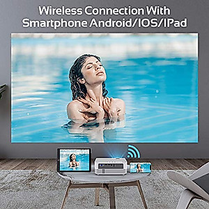 Native 1080P WiFi Bluetooth Projector, DBPOWER 9500L Full HD Outdoor Movie Projector Support iOS/Android Sync Screen&Zoom, Home Theater Video Projector Compatible w/PC/DVD/TV/Carrying Case Included