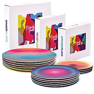 French Bull Melamine Assorted Plates-6 Piece Set -Melamine Dinnerware-Platter, Serving, Party, Platter, Dish (9" Salad Plate, Aurora)