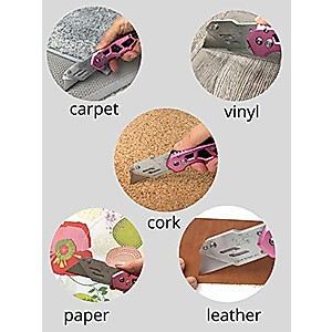 Apollo Tools Foldable Utility Knife with Lightweight Steel Construction, Carabiner Clip, Quick Blade Change Technology, Lock Feature. Accommodates Standard Blades - Pink Ribbon - Pink - DT5017P